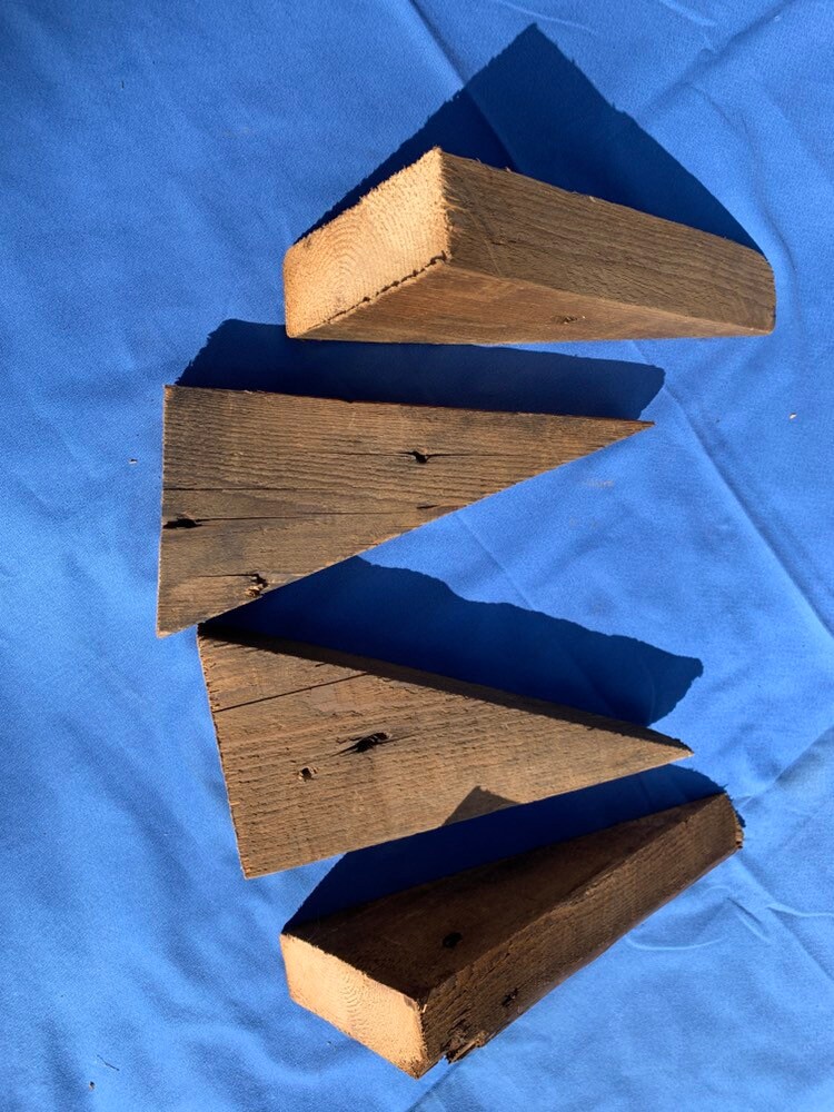 Pair of Antique Art Wood Triangles, Wood Doodads, Wood Bookends ...