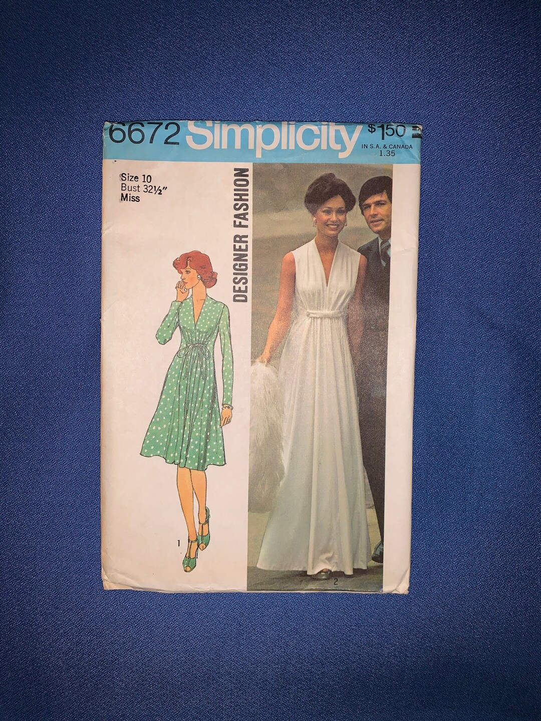 1974 Uncut Misses Dress Pattern in Two Lengths, Simplicity 6672 ...