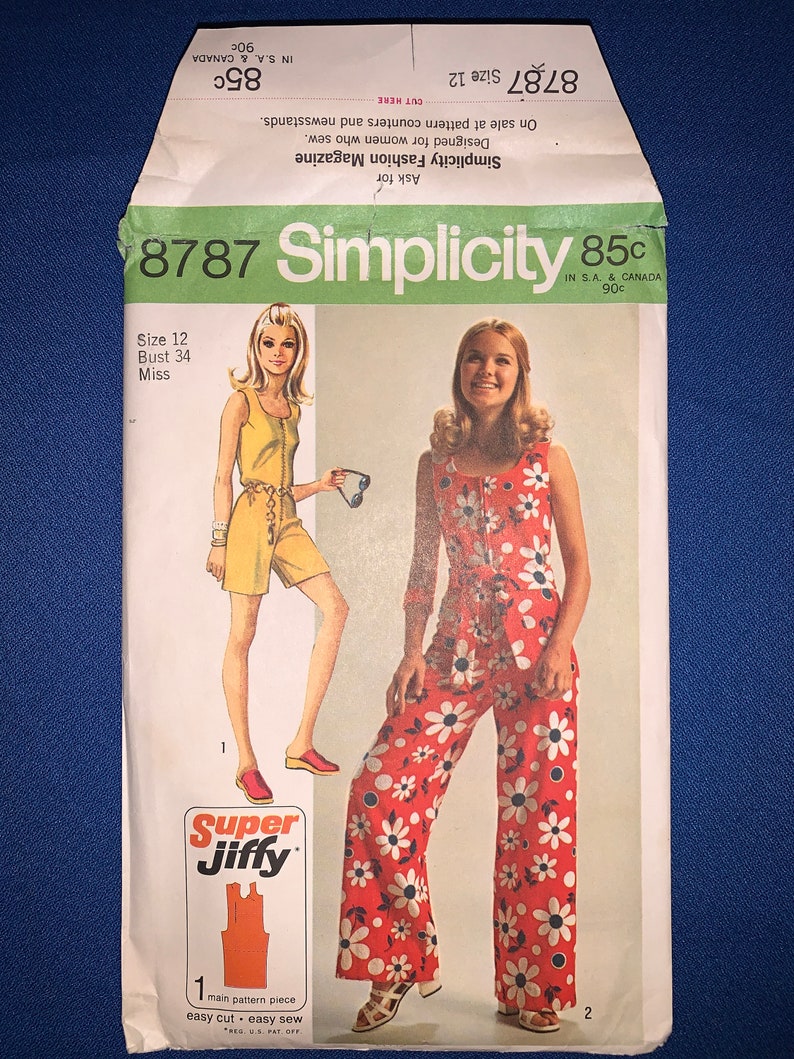 Uncut 1970 Jumpsuit Pattern in Two Lengths Simplicity 8788 - Etsy