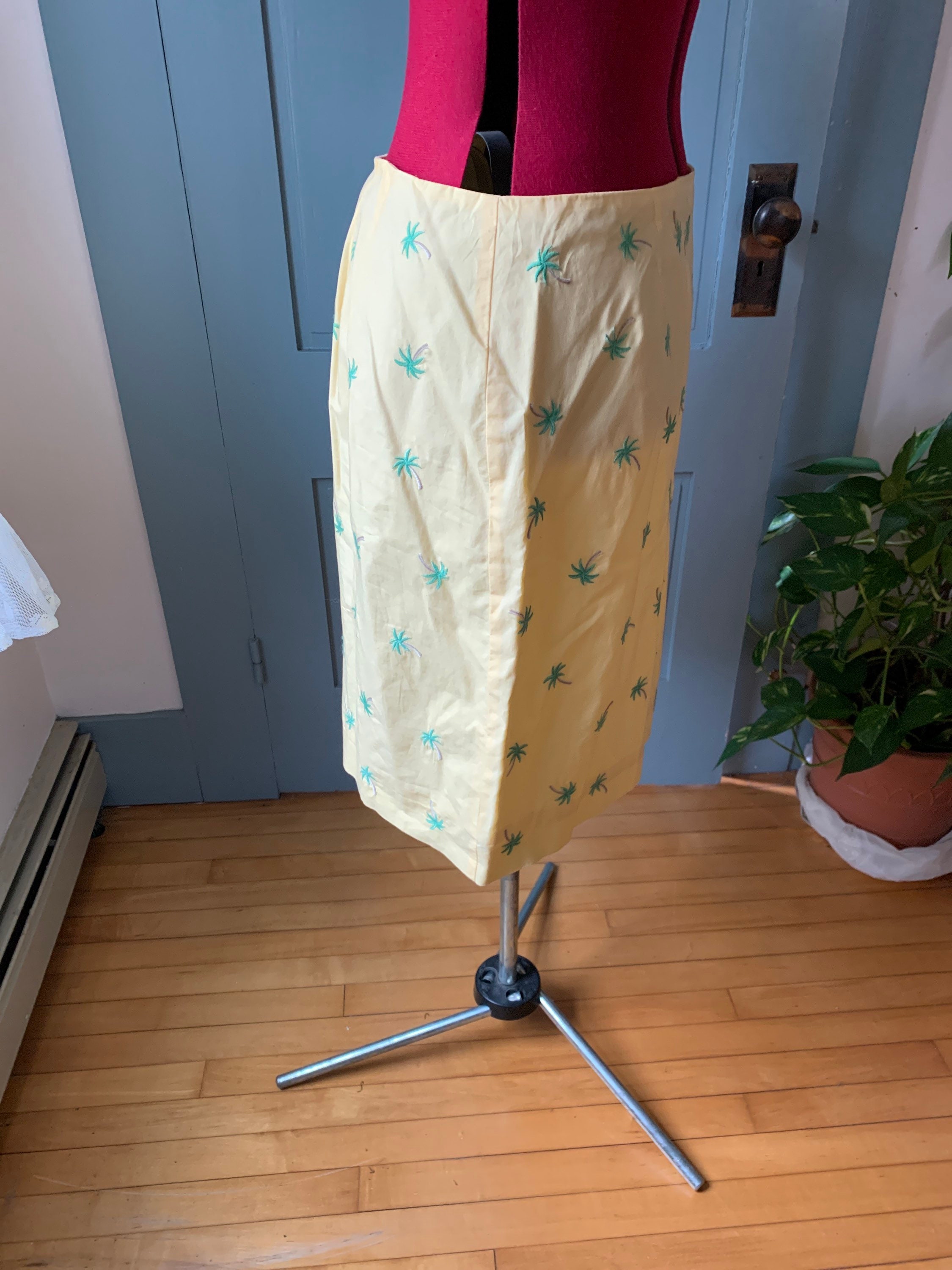 Vintage Palm Trees Skirt, Vintage Lemon Yellow Talbots Skirt - Etsy