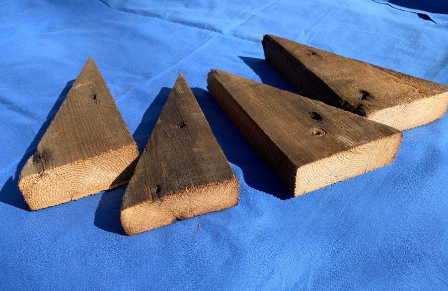 Pair of Antique Art Wood Triangles, Wood Doodads, Wood Bookends ...