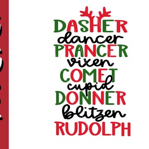 Dancer Dancer Vixen Prancer Rudolph SVG Png Eps Dxf Reindeer - Etsy