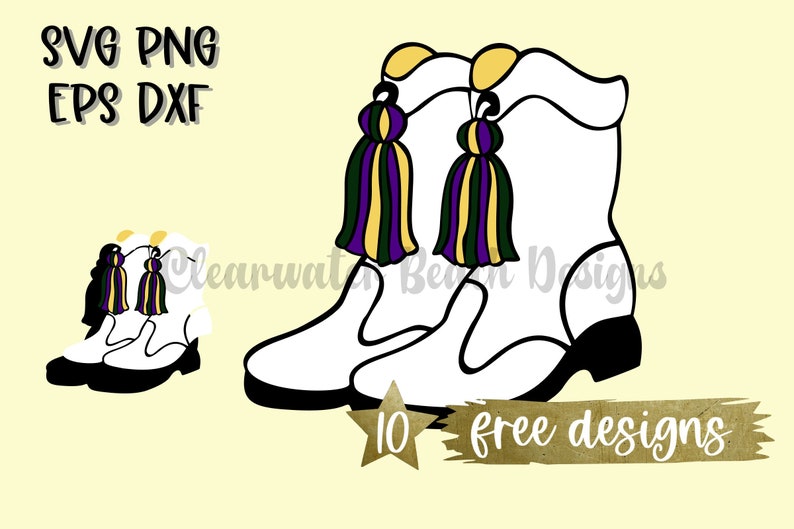 Mardi Gras Booties Boot SVG Mardi Gras SVG PNG Download White - Etsy