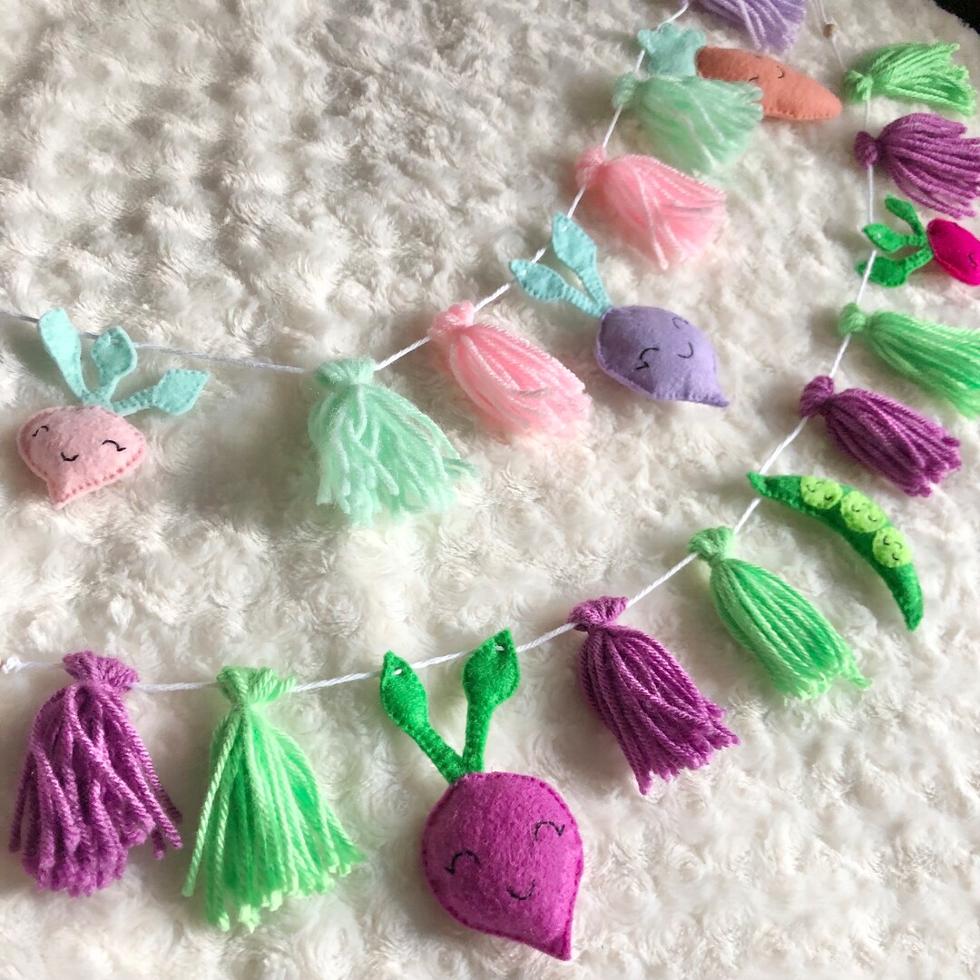 Spring Vegetable Garland – Radish, Beet, Peas in a Pod & Carrot Felt ...
