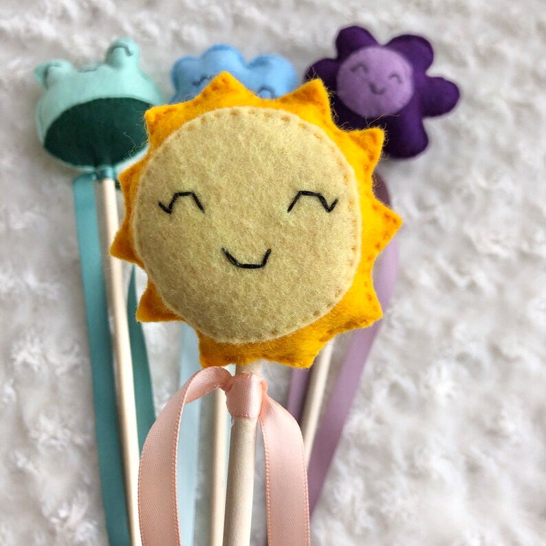 Woodland Friends Fairy Wand Collection – Felt Magic Wands, Frog, Flower ...