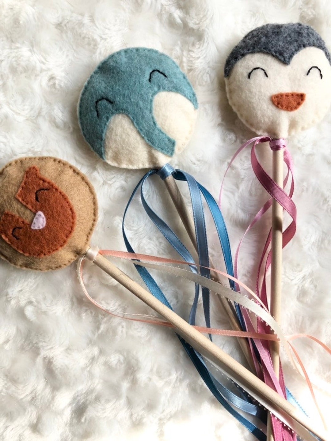 Zoo Friends Wand Collection Lion, Penguin, Elephant Felt Magic Wands ...