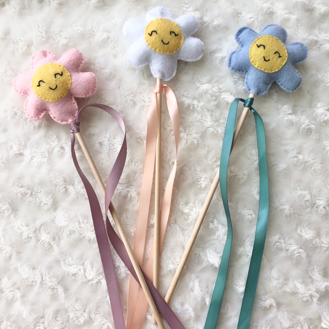 Daisy Magic Wands Collection – Pastel Cottage Woodland Felt Fairy Wands ...