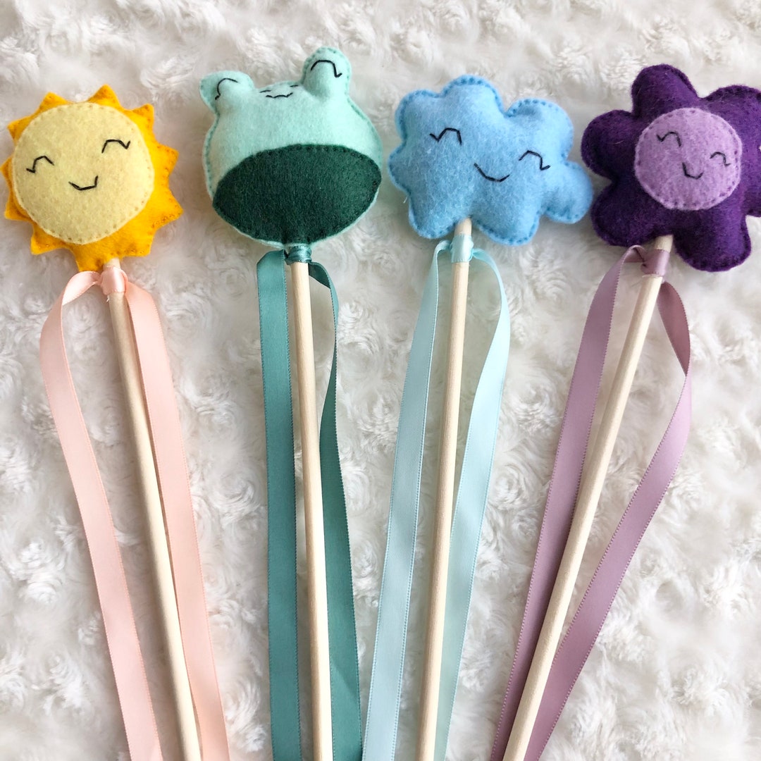 Woodland Friends Fairy Wand Collection – Felt Magic Wands, Frog, Flower ...