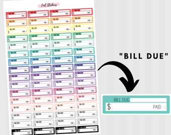 121 or 55 Tiny Phone Bill Payment Reminder Planner Stickers, Bill Due ...