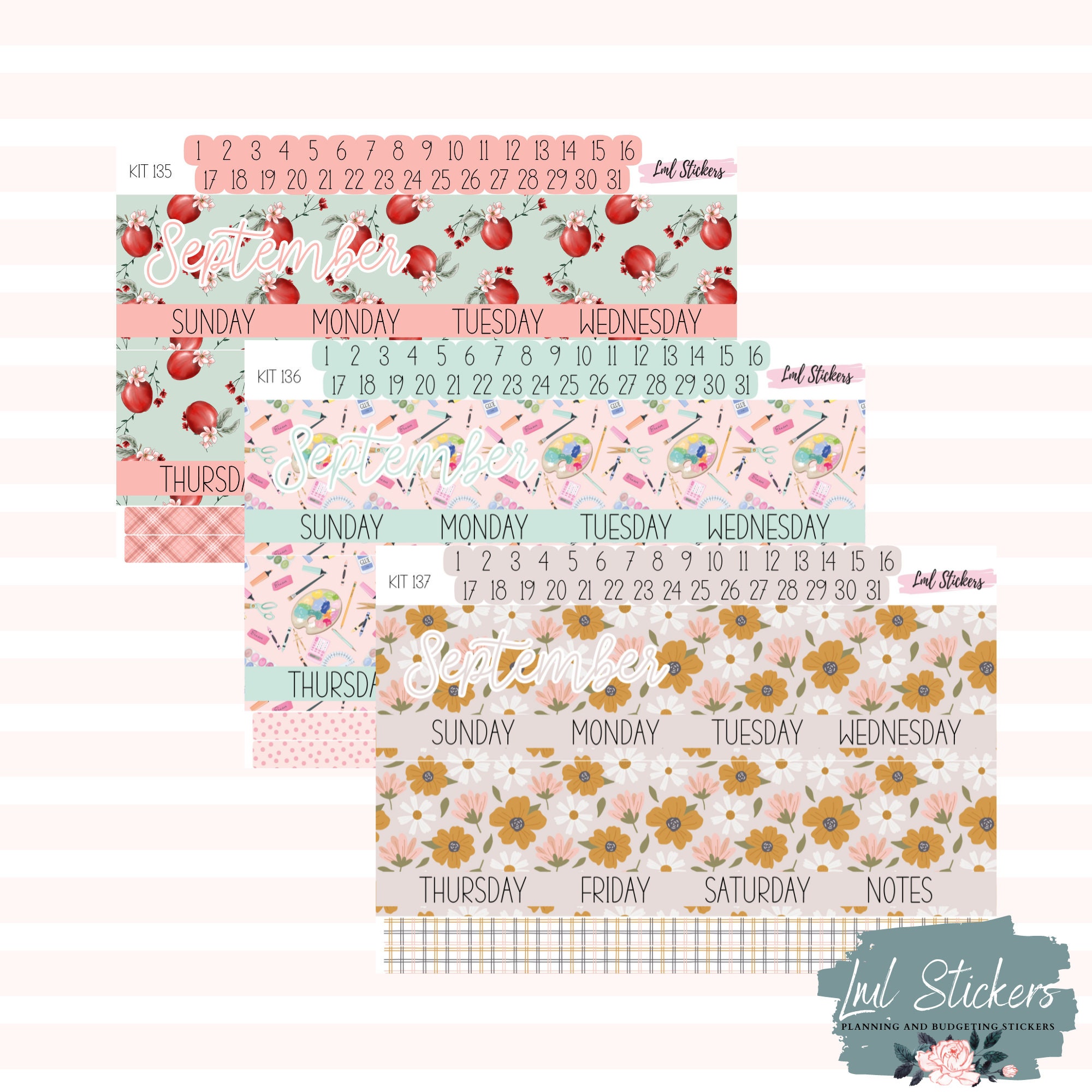 2024 September Monthly View Stickers, EC Monthly Planner Sticker Kit ...