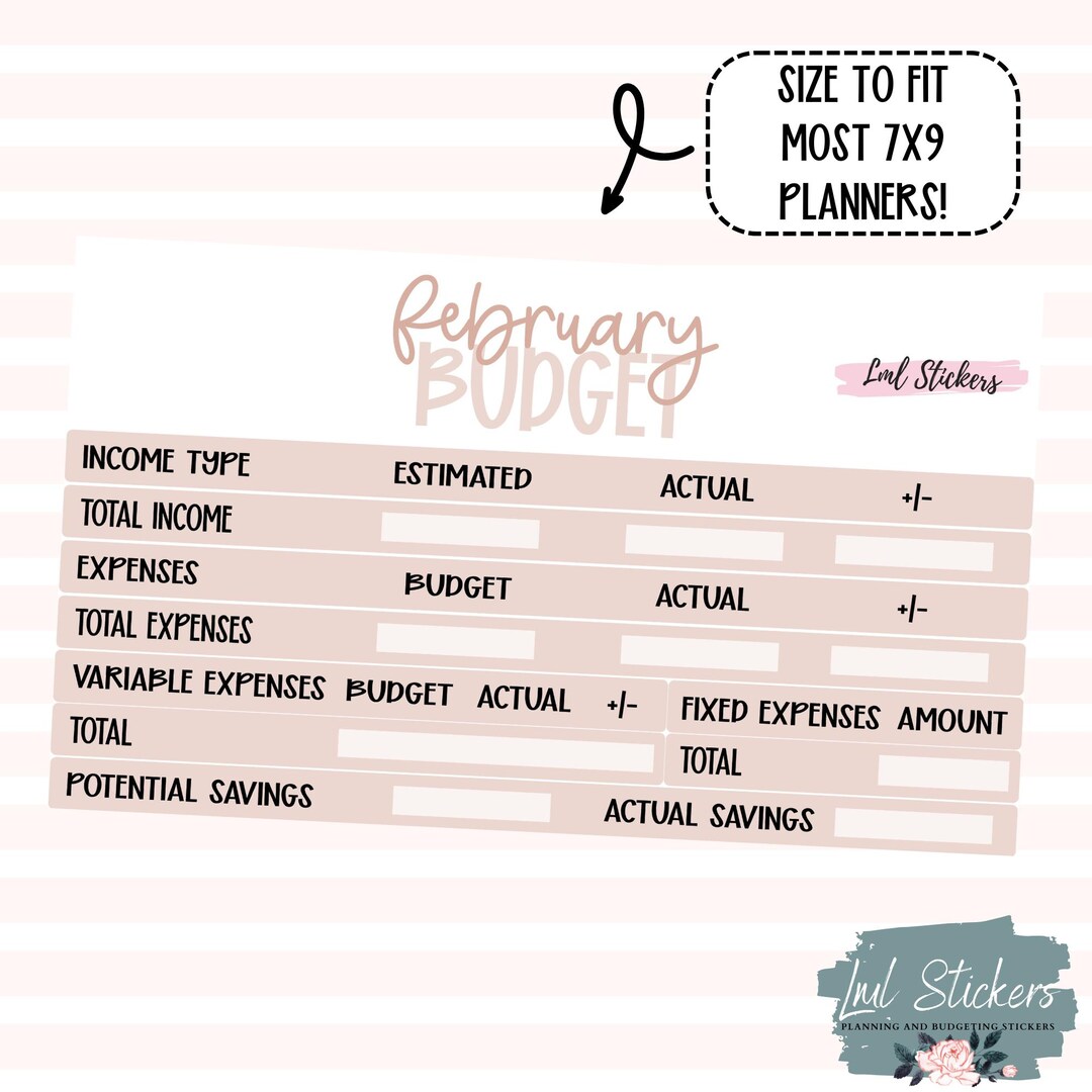 February 2025 Monthly Budget Stickers for Planners – Expense Tracking ...