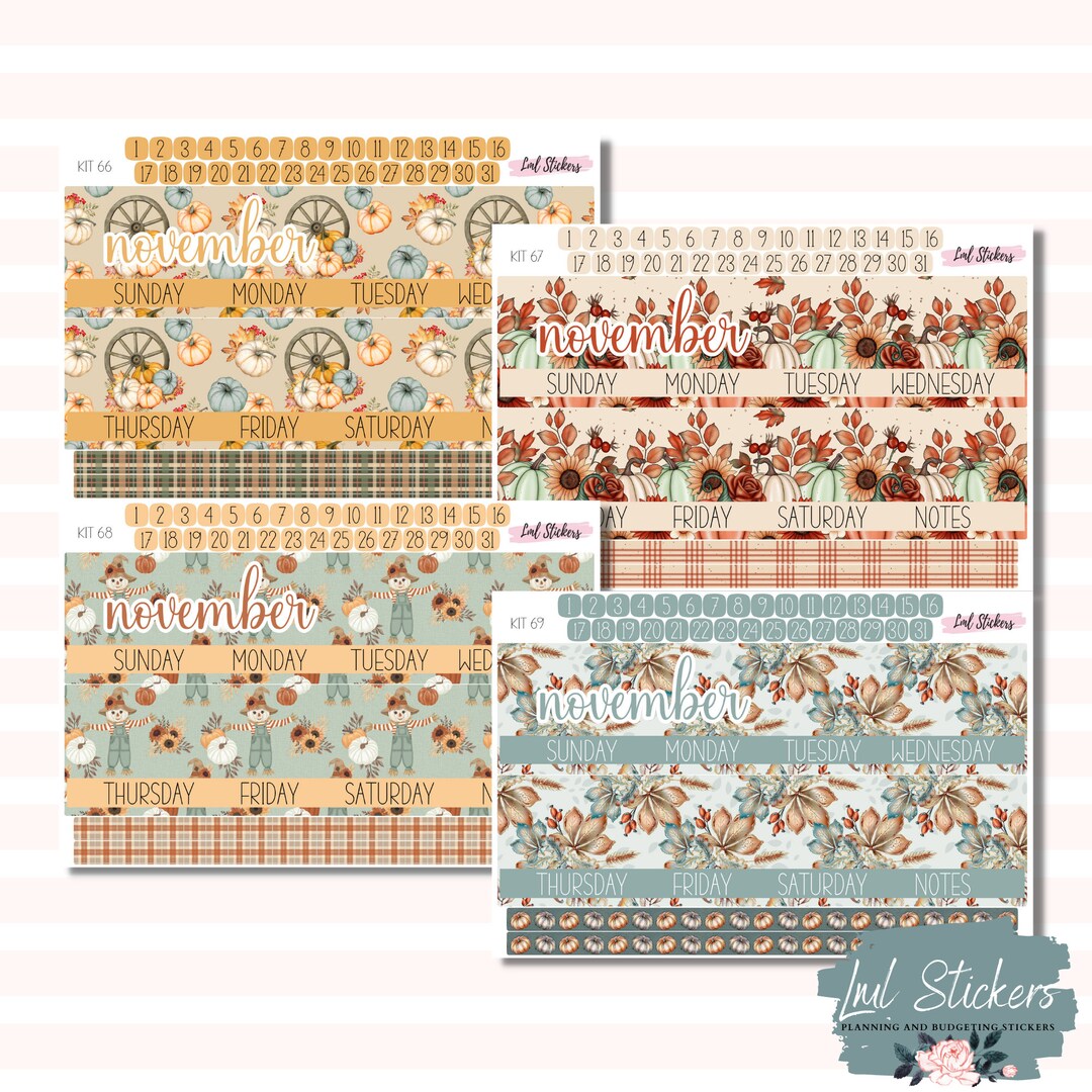 November Monthly View Stickers, Monthly Planner Sticker Kit, Budgeting ...