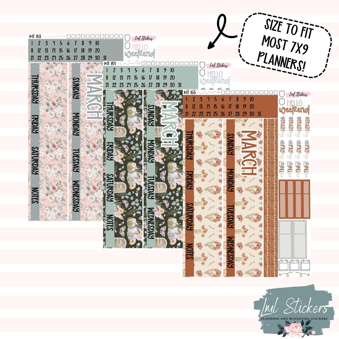 March 2025 Monthly View Stickers for Planners – Expense Tracking ...