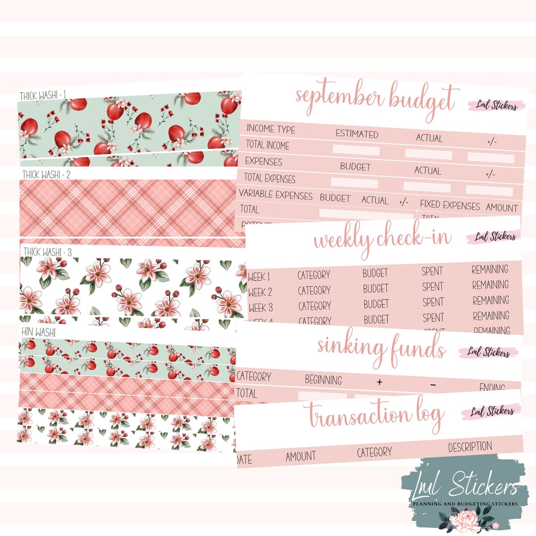 September Complete Monthly Budgeting Kit, Planner Stickers, Family ...