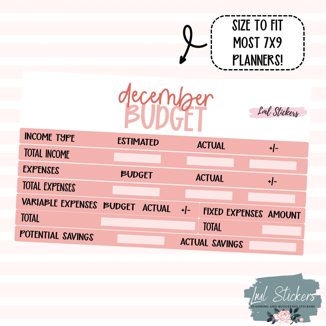 December 2025 Monthly Budget Stickers for Planners – Expense Tracking ...