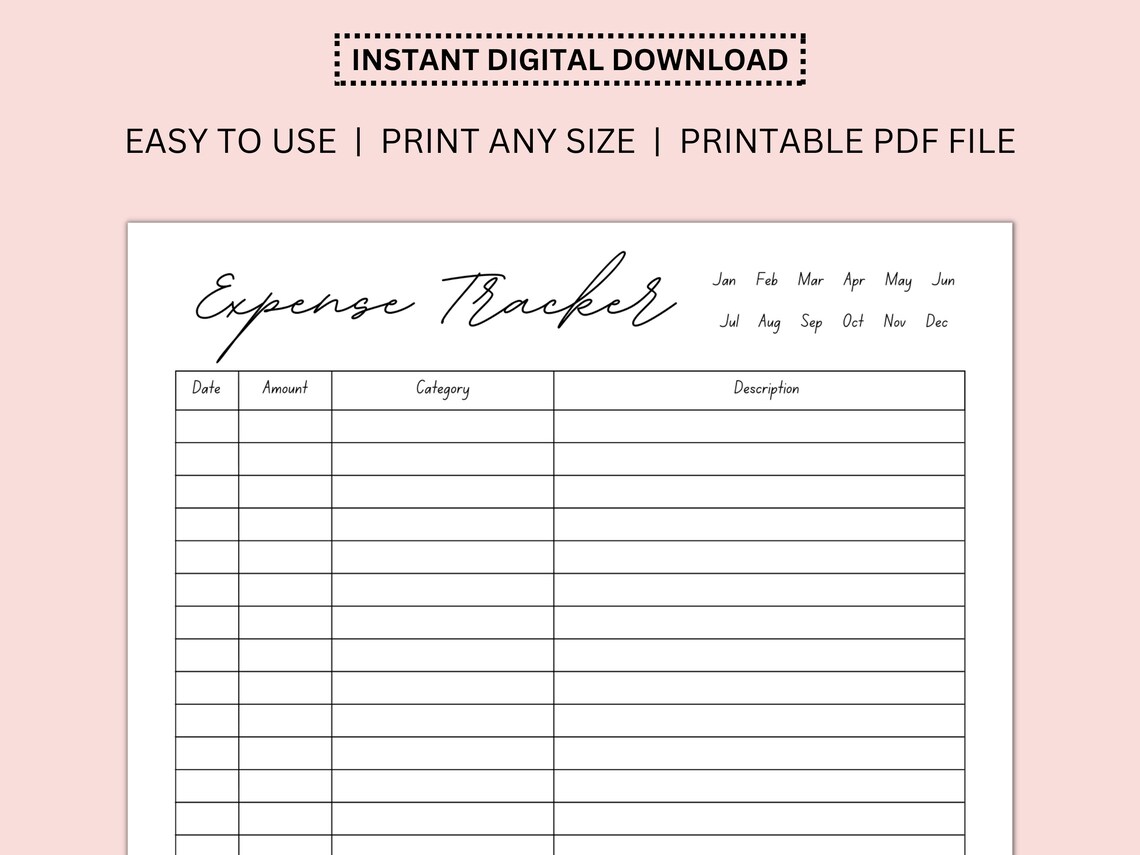 Digital Expense Tracker | Printable Monthly Finance Tracker | Digital ...