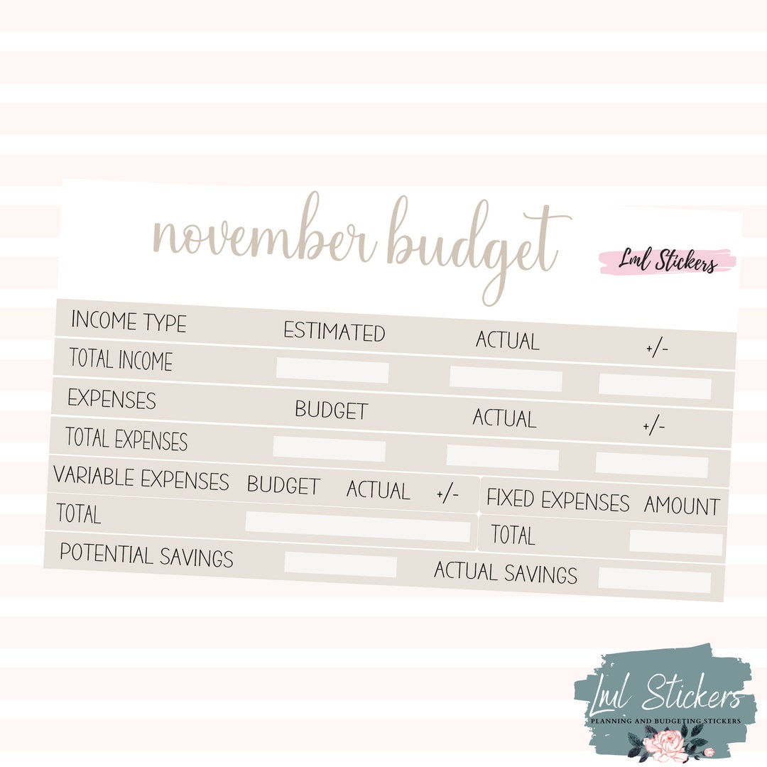 2024 November Budget Stickers, EC Planner Stickers, Monthly Low Income ...