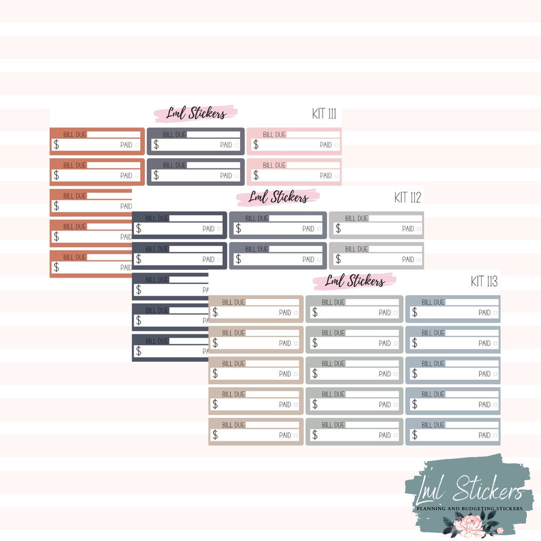 January Bill Due Stickers, Budget Stickers, EC Planner Stickers ...