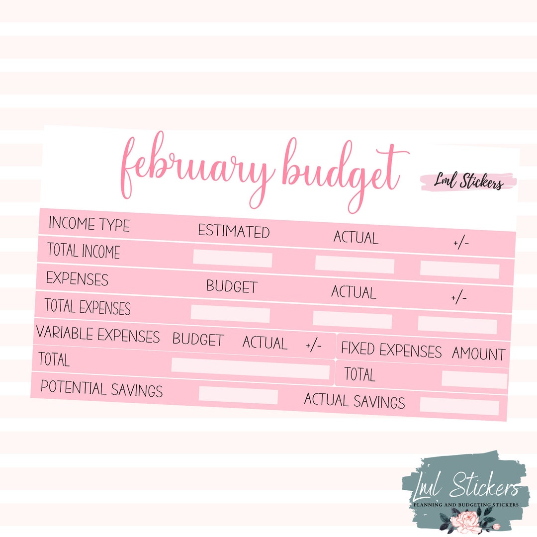 2024 February Budget Stickers, EC Planner Stickers, Monthly Low Income ...