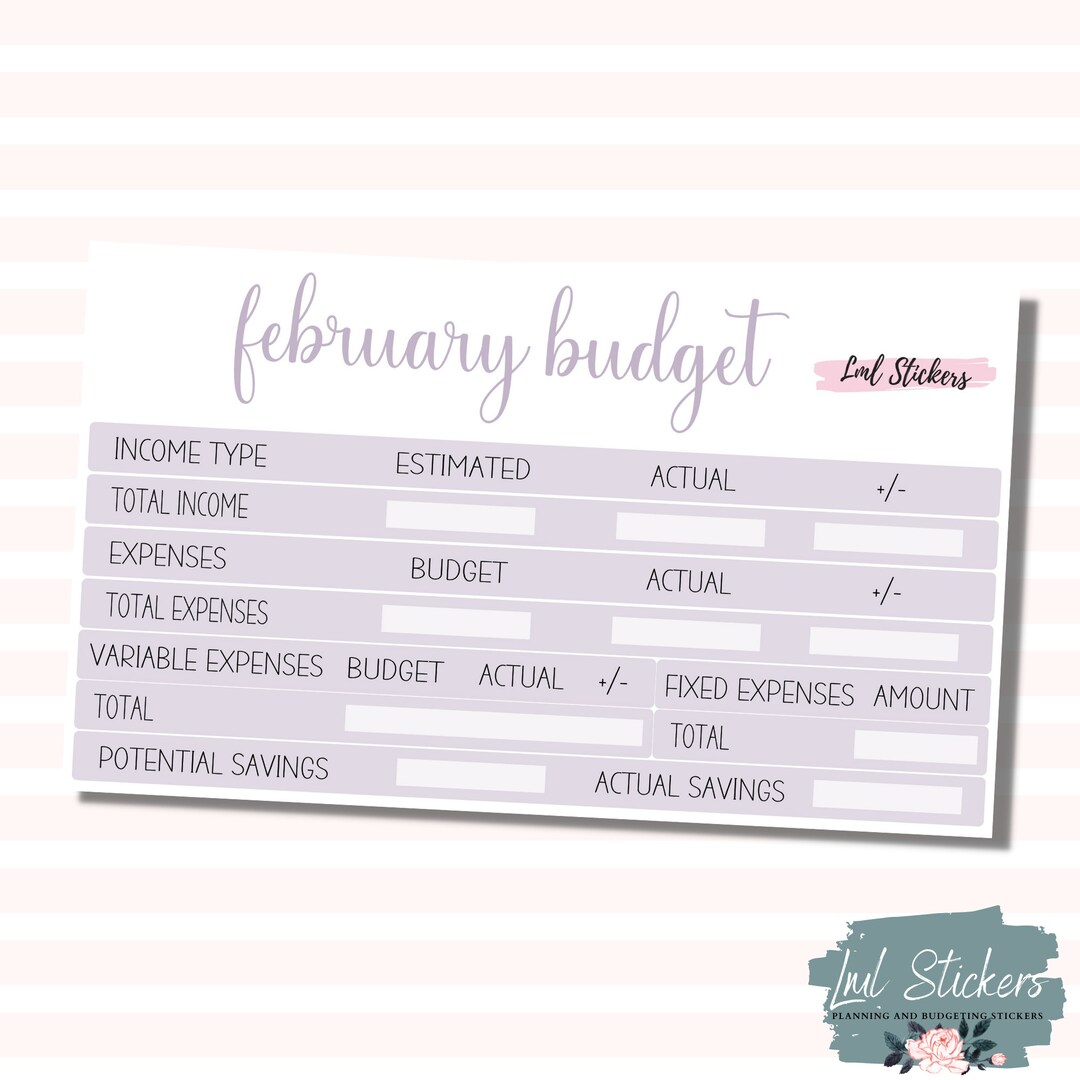 2023 February Budget Stickers, EC Planner Stickers, Monthly Low Income ...