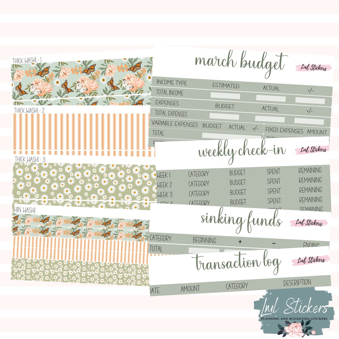 March Complete Monthly Budgeting Kit, Planner Stickers, Family Budget ...