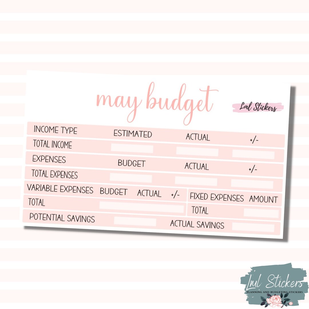 2022 May Budget Sticker Kit, Monthly EC Budgeting Stickers, Expense and ...
