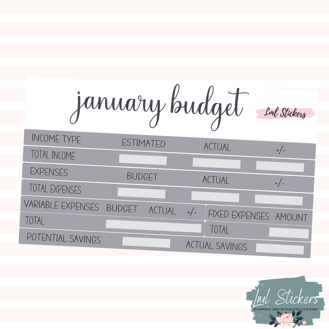 January Budget Stickers, EC Planner Stickers, Monthly Low Income ...