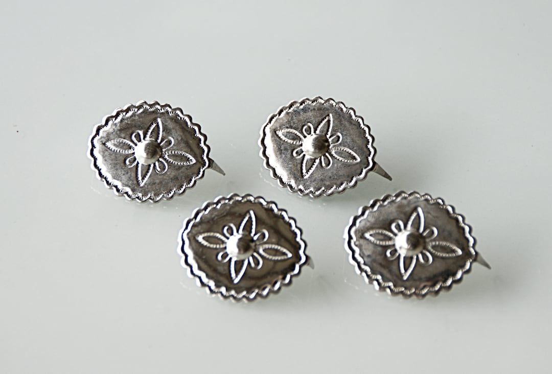 Silver Western Conchos / 4 Pieces, Decorative Rivets, Fittings, Leather ...