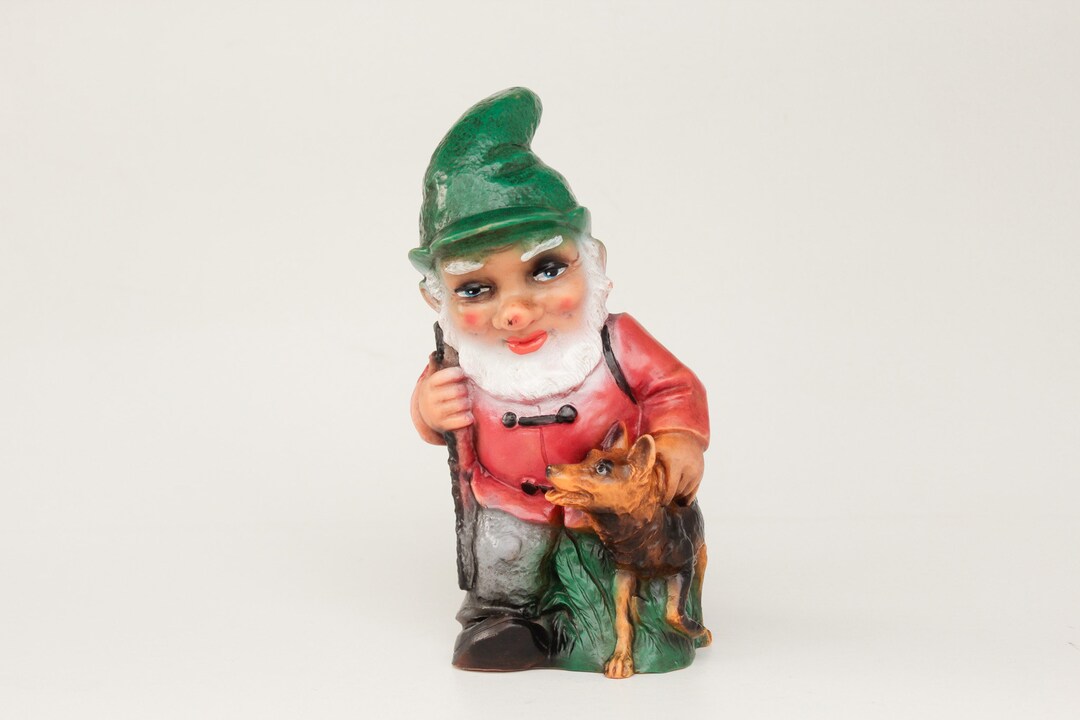 Garden Gnome shepherd/ wanderer, Vintage Garden Gnomes, Dwarf With ...