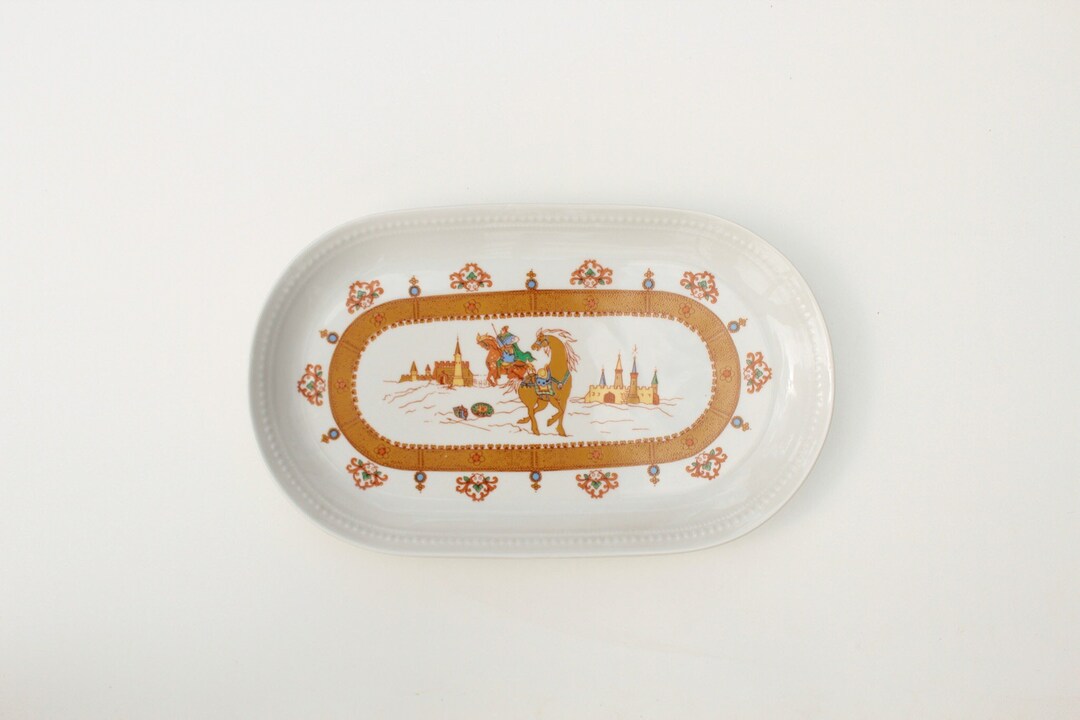 DDR Serving Plate Reichenbach Porcelain Fine China, Rider Castle Battle ...