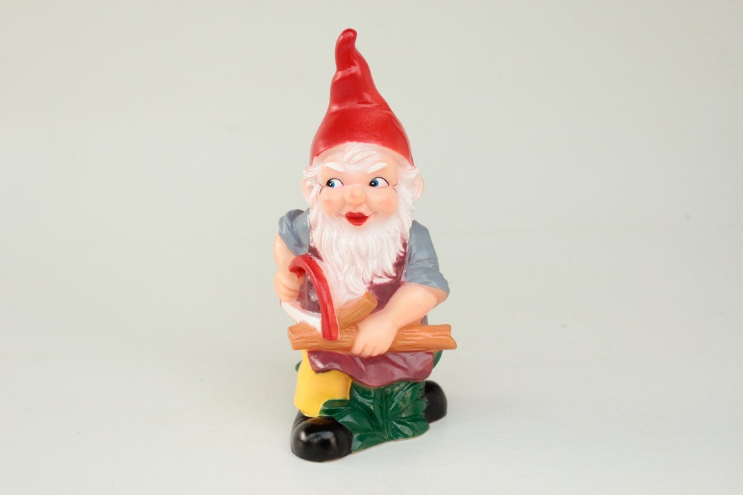 Small Garden Gnome by Liebermann, Vintage Garden Gnome With Saw, German ...
