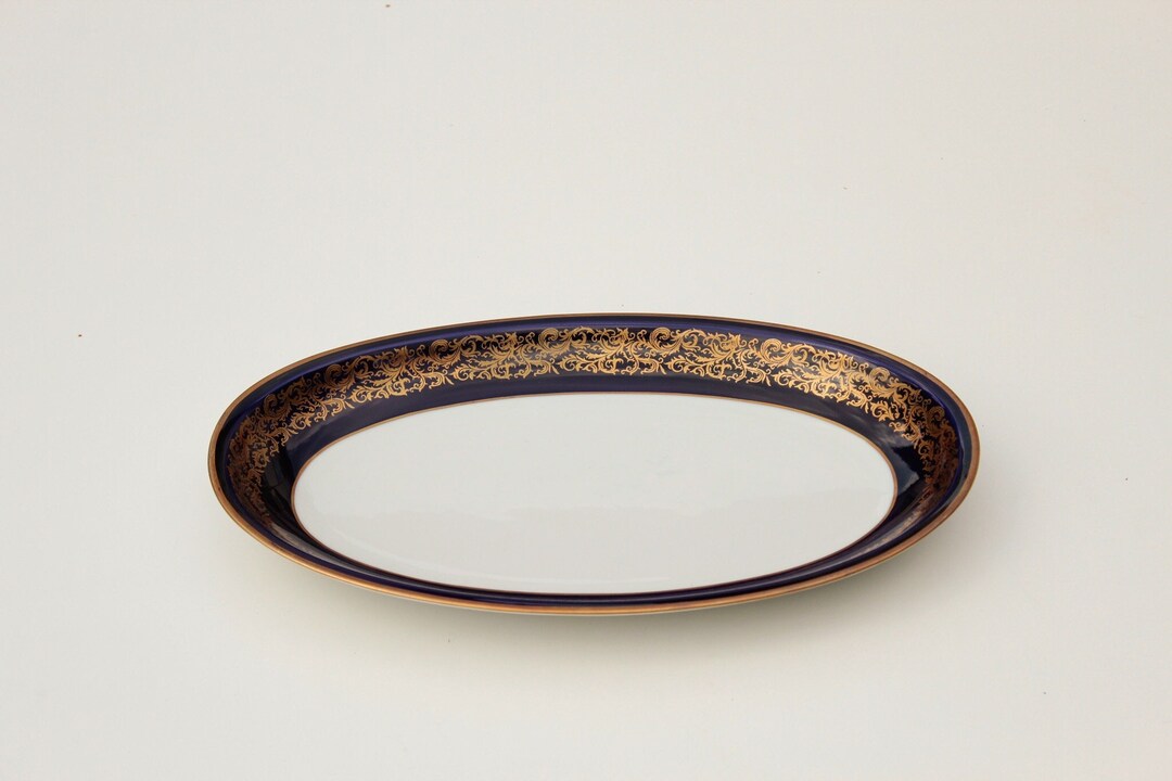 Large Real Cobalt Plate / Ceremonial Plate With Gold Decoration, DDR ...