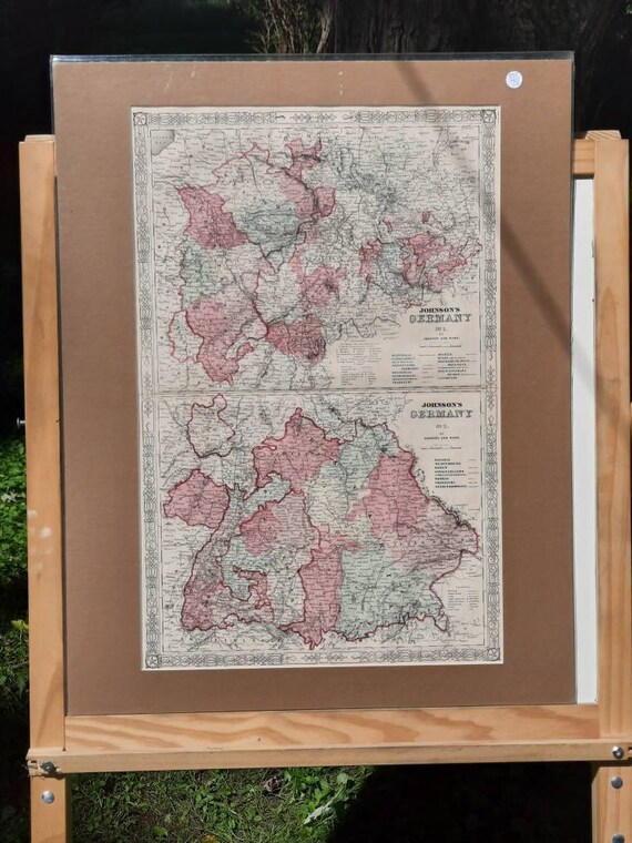 Antique Johnson's Map Of Germany 1863 Engraved Hand | Etsy