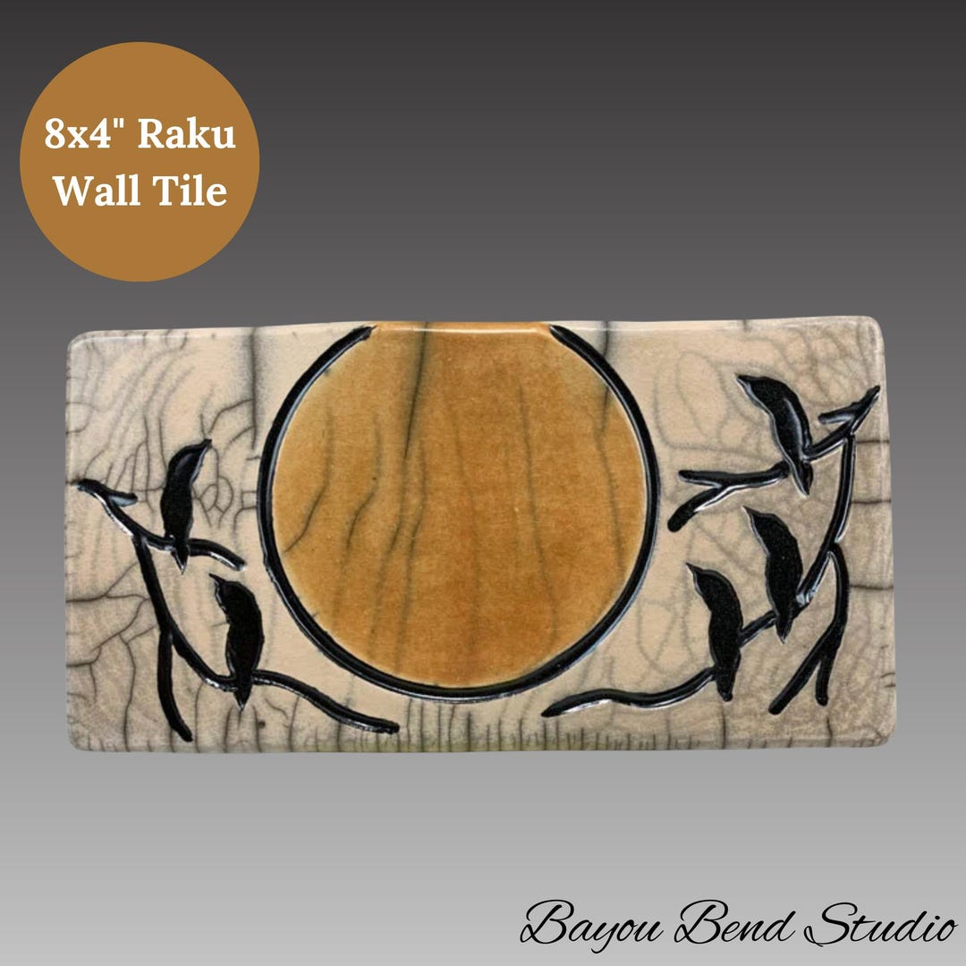 Raku Bird Home Decor, Unique Ceramic Wall Art Tile, Asian Inspired ...