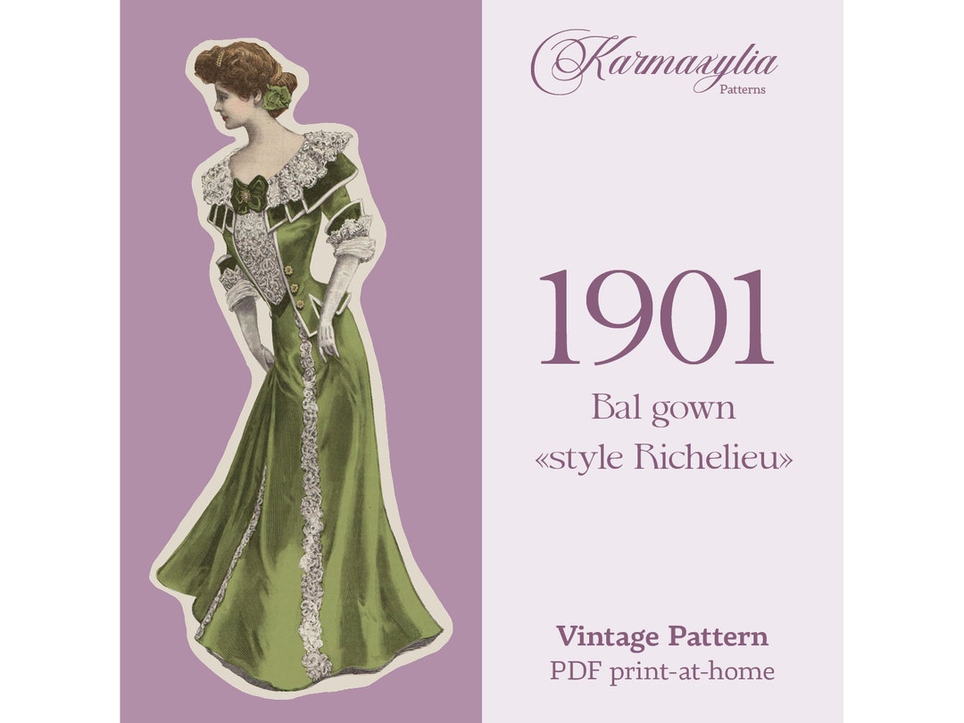 1901 Ball Gown Style Richelieu 1900s Edwardian Vintage Sewing Pattern ...