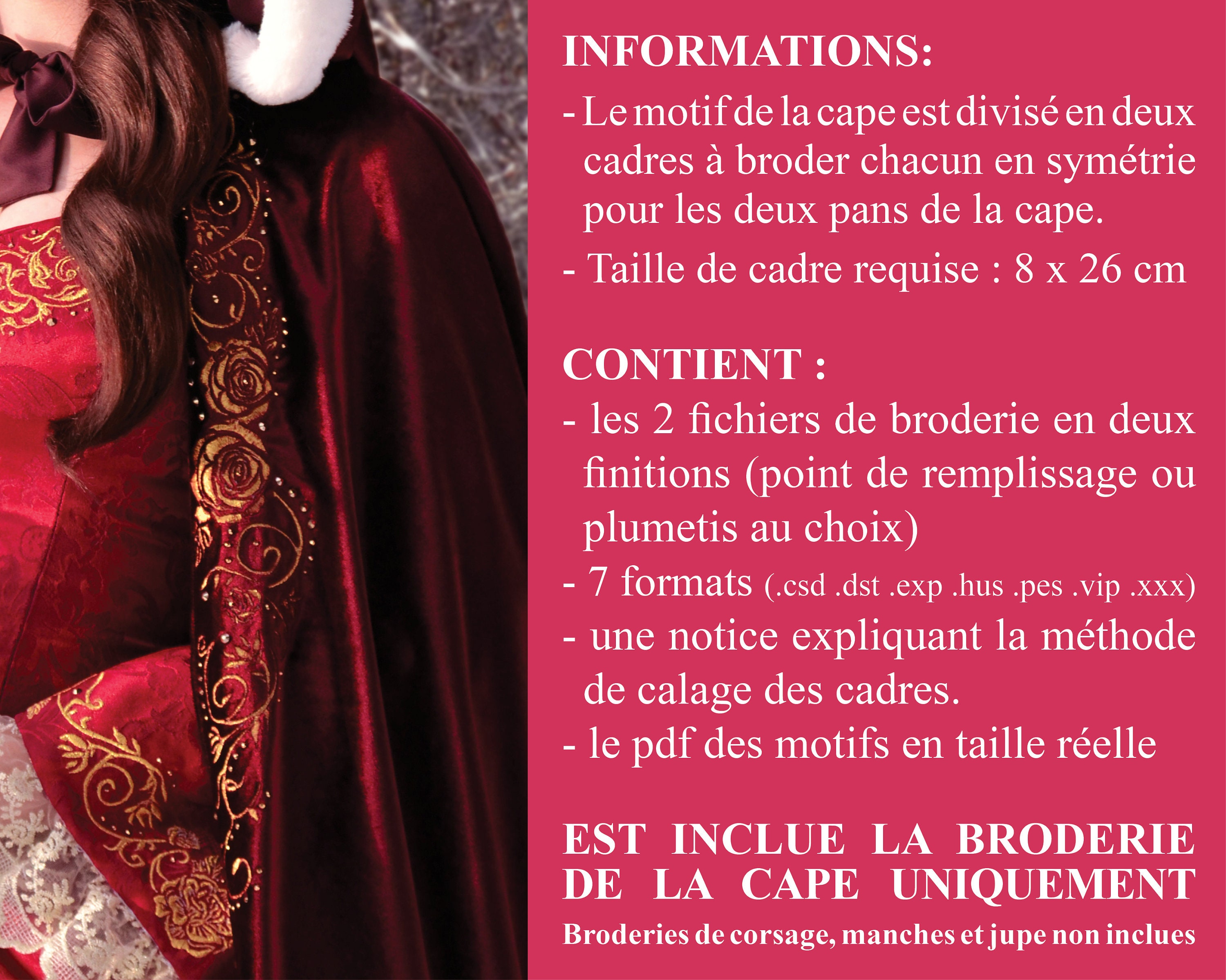 Winter Belle's Cloak Machine Embroidery Design Motif De | Etsy