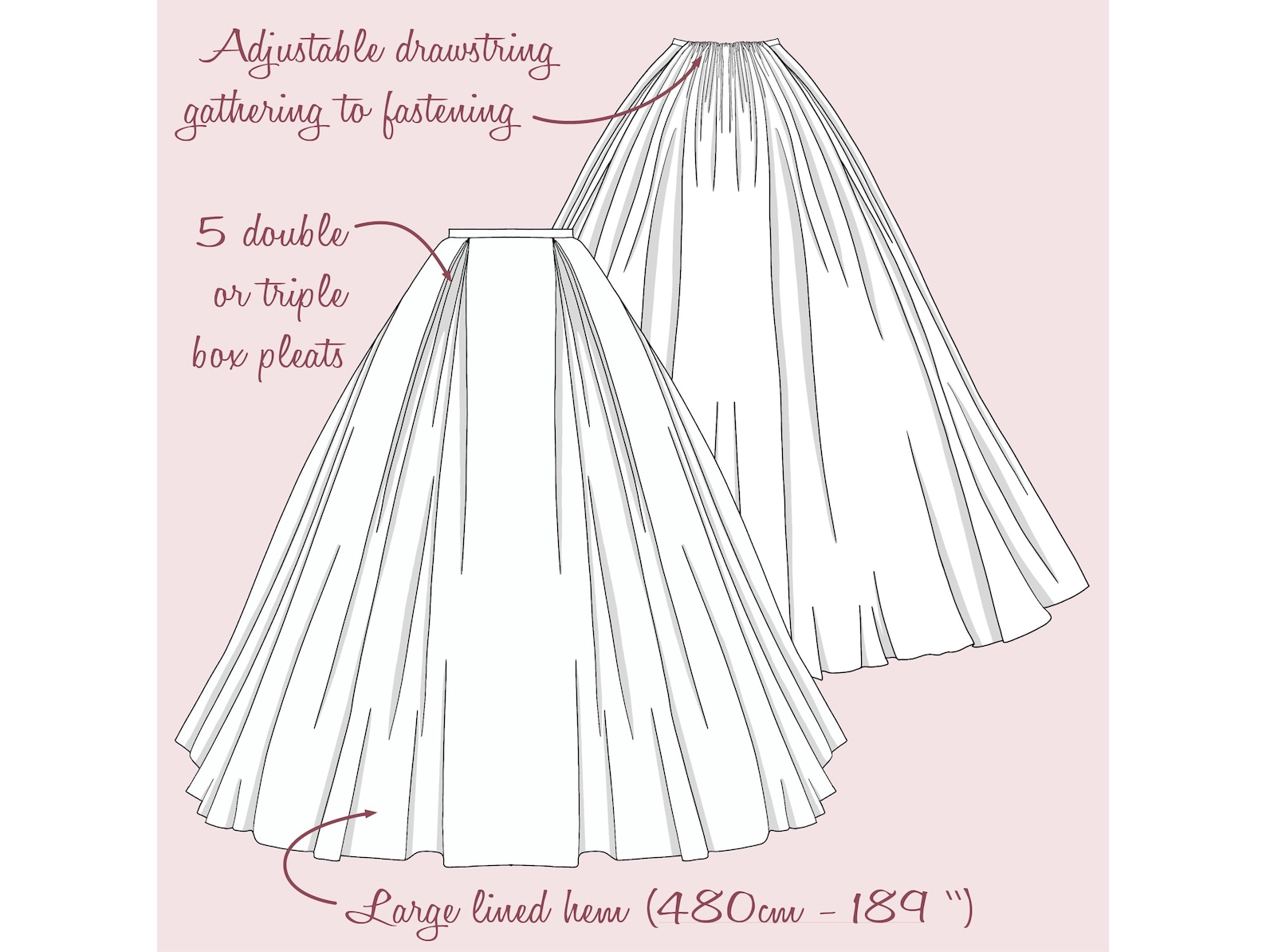1860 Elliptical Skirt "valse" - Romantic Victorian Sewing Pattern - PDF ...