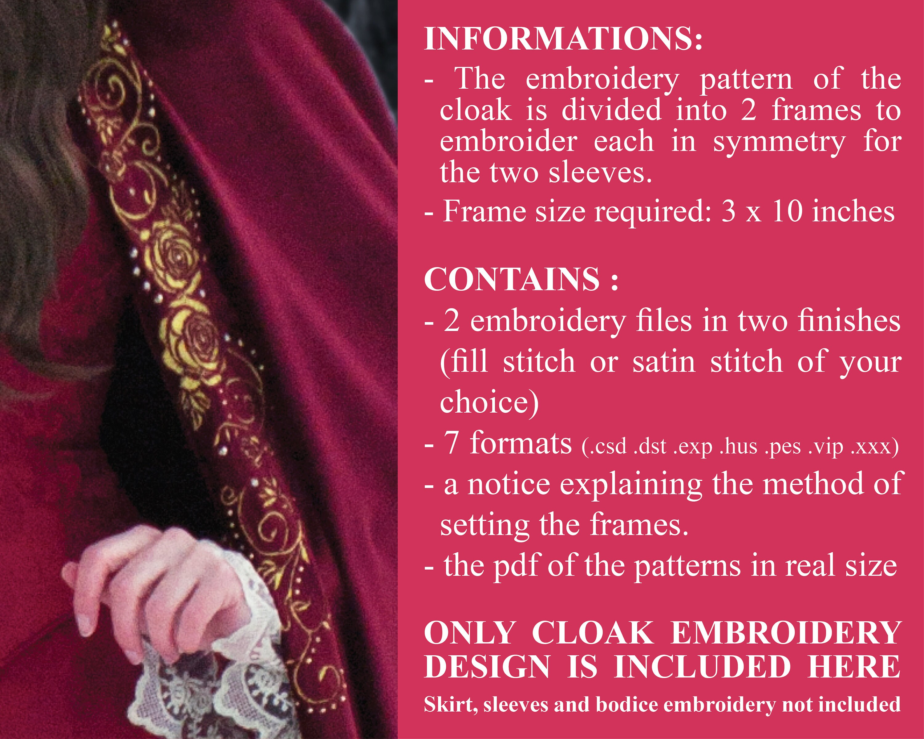 Winter Belle's Cloak Machine Embroidery Design Winter - Etsy