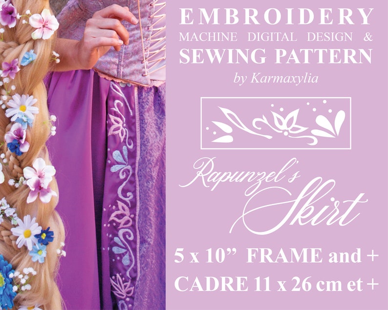 5x10'' Frame Rapunzel Skirt Embroidery Machine Design - Etsy