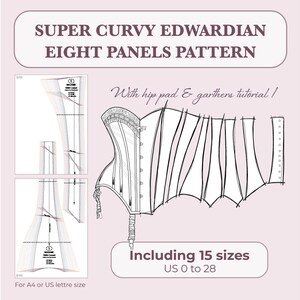 Edwardian Corset Pattern - 1906 - Ref Madame - US Size 0 to 28 (historical Corset Pattern ...