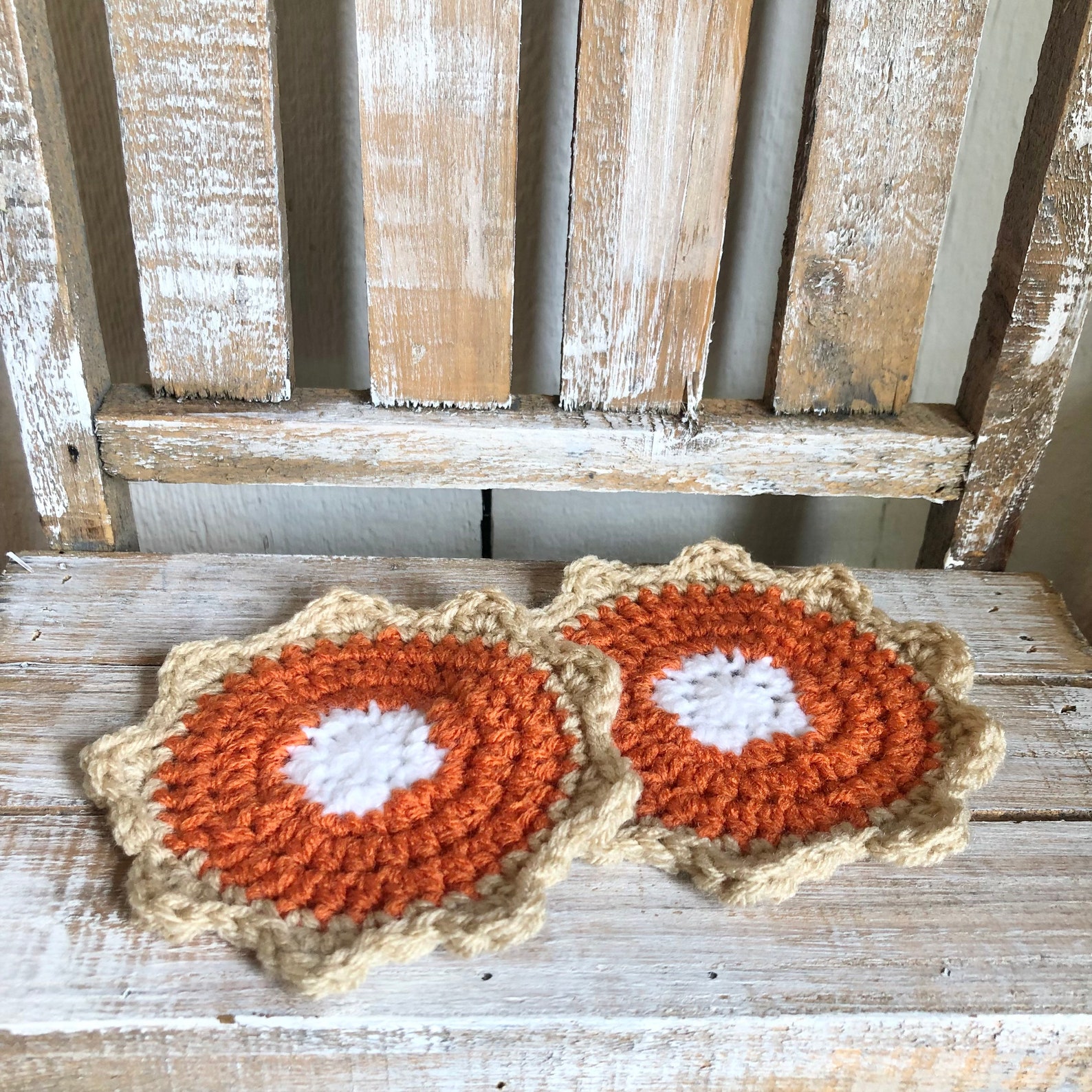 Crochet Pumpkin Pie Coaster 2pcs Set - Etsy
