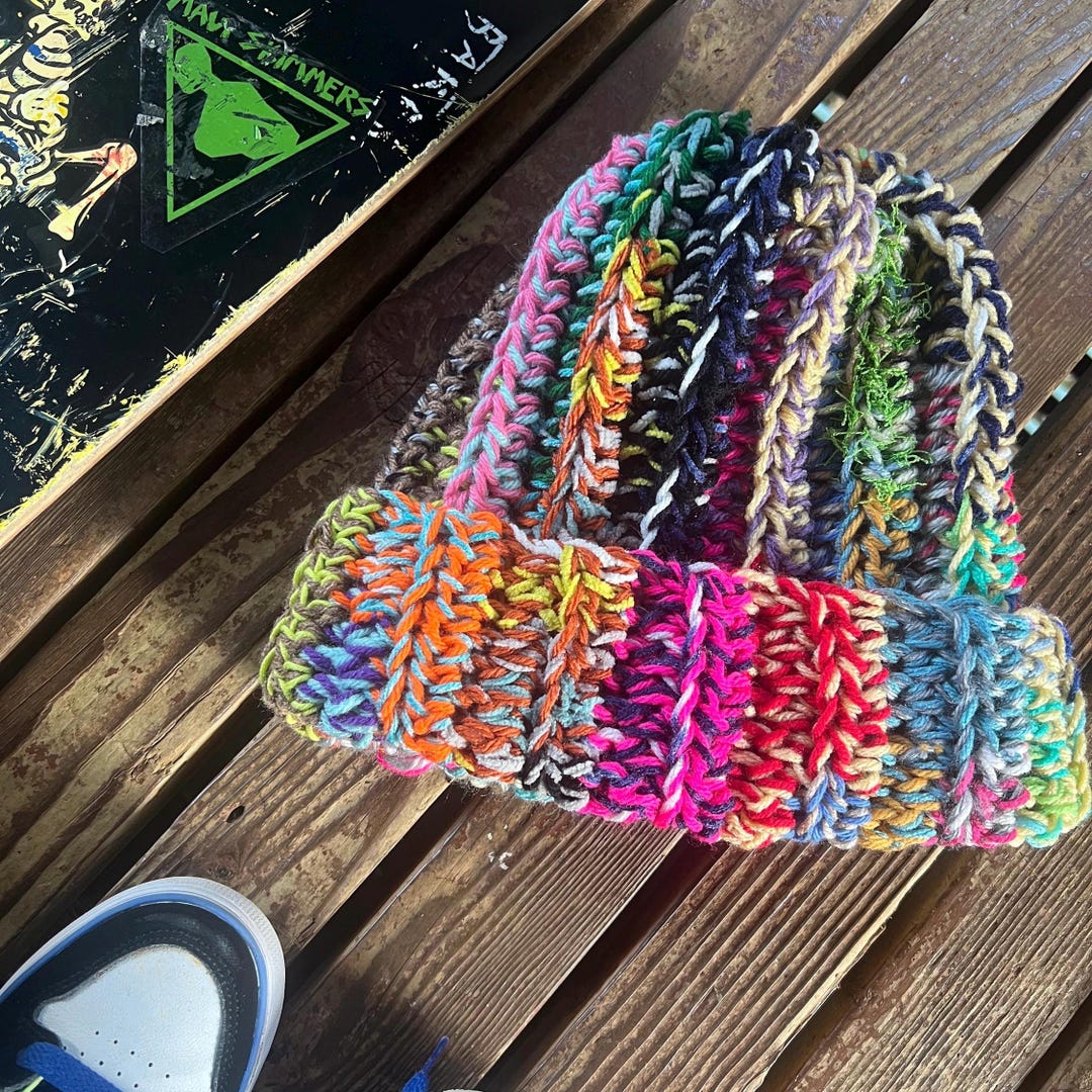 Scrap Beanie | Outdoorsy | Street Fashion | Chunky Hat | - Etsy