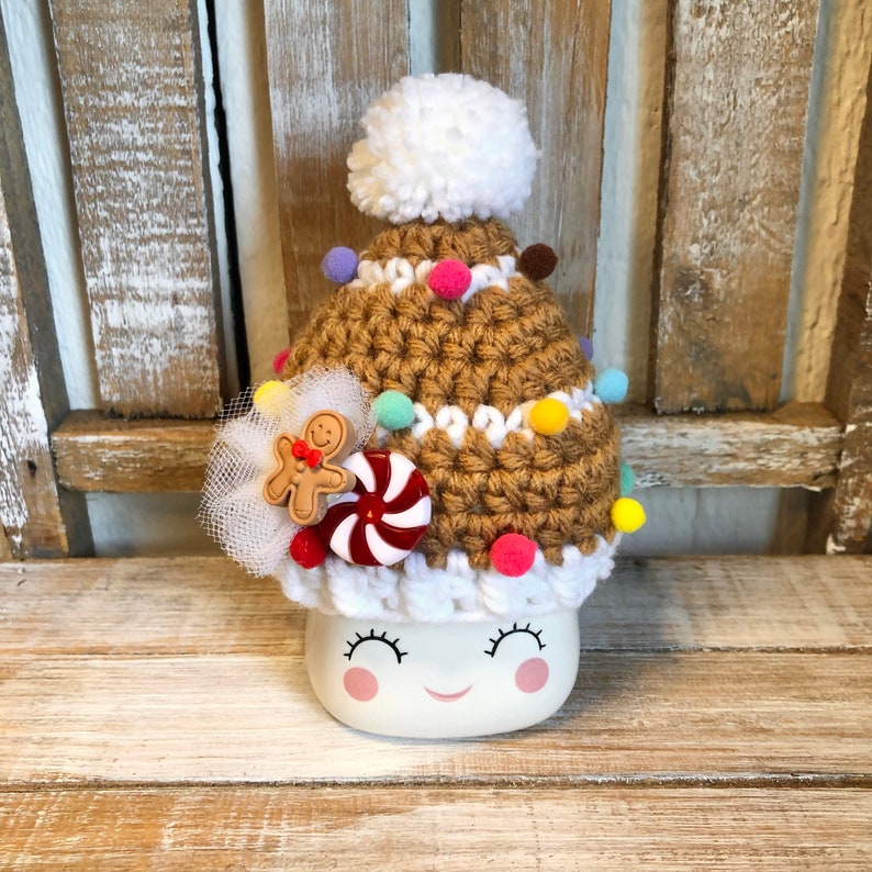 Marshmallow Mug Hat: Gingerbread Pom Hat - Etsy