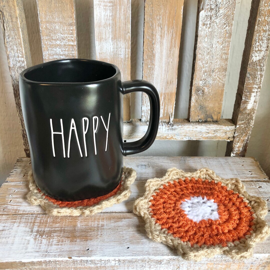 Crochet Pumpkin Pie Coaster 2pcs Set - Etsy