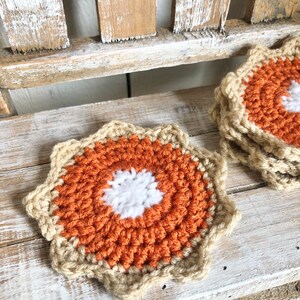 Crochet Pumpkin Pie Coaster 2pcs Set - Etsy