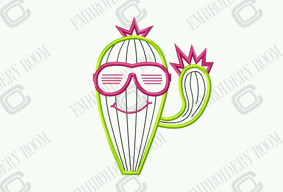 Cactus Applique Embroidery Design Flower Applique Embroidery - Etsy