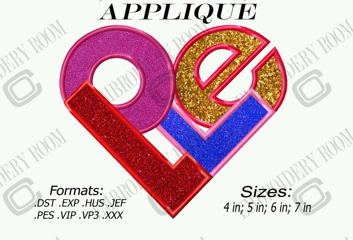 Heart Applique Embroidery Design Love Applique Embroidery | Etsy
