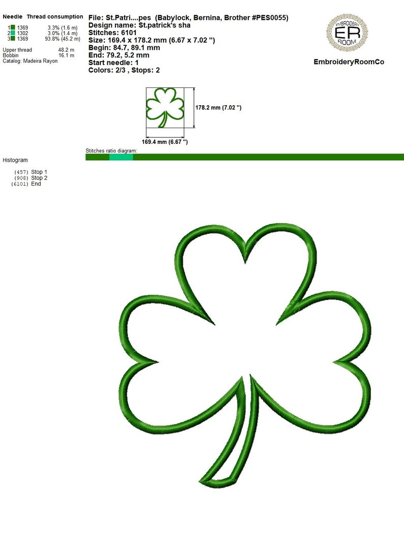 Shamrock Applique Embroidery Design St. Patrick 's Day | Etsy