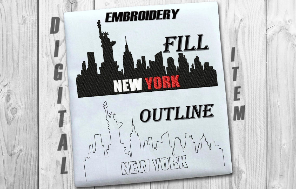 SET of 2 Designs. City Machine Embroidery Designs NEW YORK | Etsy
