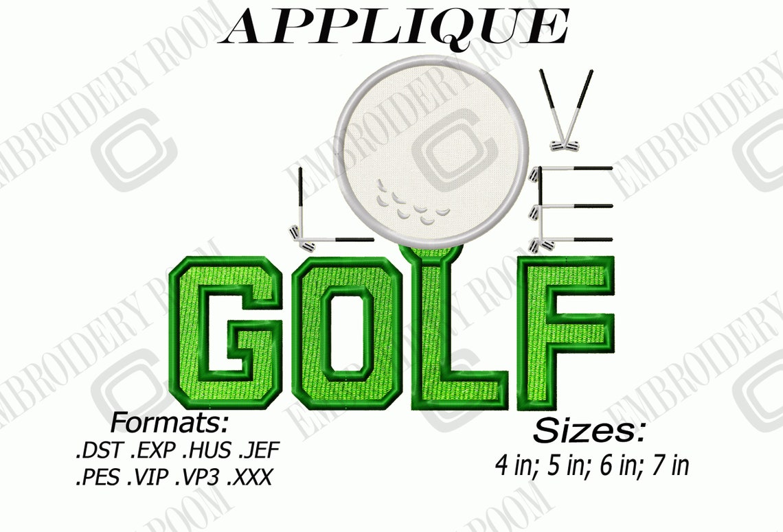 Golf Applique Embroidery Design Sport Applique Embroidery | Etsy